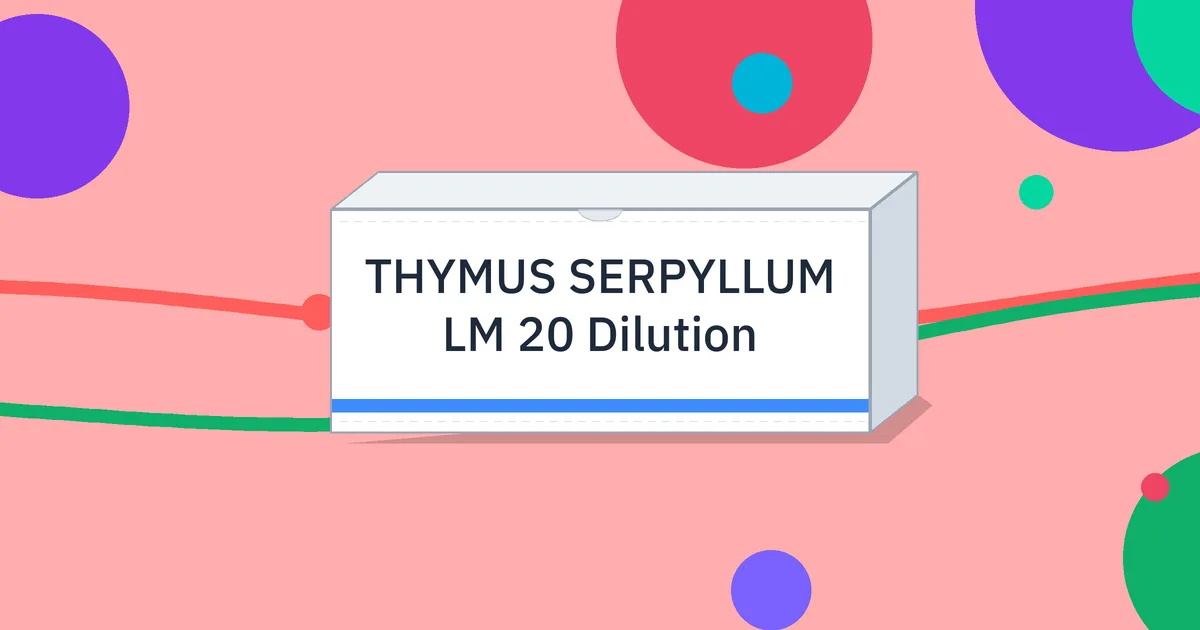 Symbolbild: Packung mit der Aufschrift THYMUS SERPYLLUM LM 20 Dilution (PZN 13223049) – Verfügbarkeit und Bezug in Apotheken in Frankfurt am Main
