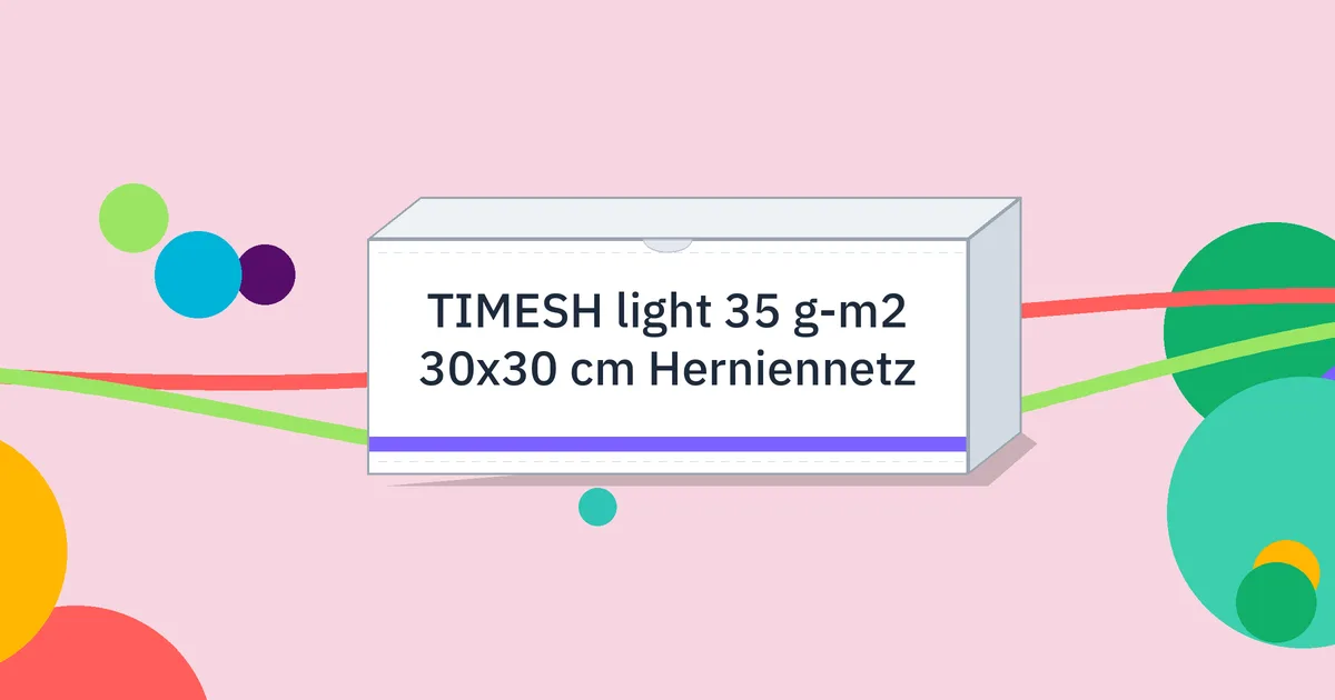 Symbolbild: Packung mit der Aufschrift TIMESH light 35 g-m2 30x30 cm Herniennetz (PZN 18157883) – Verfügbarkeit und Bezug in Apotheken in Frankfurt am Main