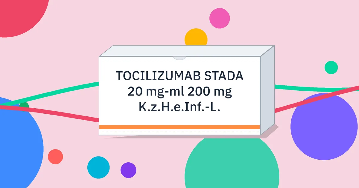 Symbolbild: Packung mit der Aufschrift TOCILIZUMAB STADA 20 mg-ml 200 mg K.z.H.e.Inf.-L. (PZN 20225474) – Verfügbarkeit und Bezug in Apotheken in Frankfurt am Main