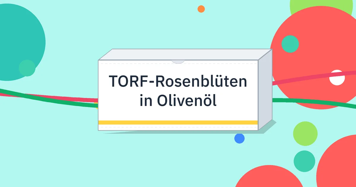 Symbolbild: Packung mit der Aufschrift TORF-Rosenblüten in Olivenöl (PZN 18791031) – Verfügbarkeit und Bezug in Apotheken in Frankfurt am Main