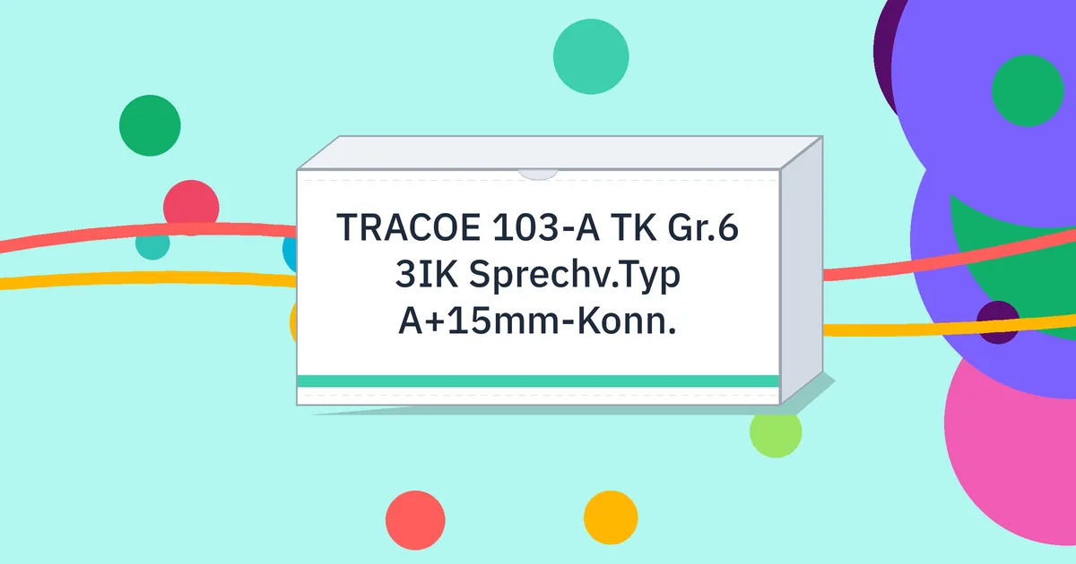 Symbolbild: Packung mit der Aufschrift TRACOE 103-A TK Gr.6 3IK Sprechv.Typ A+15mm-Konn. (PZN 02358289) – Verfügbarkeit und Bezug in Apotheken in Frankfurt am Main