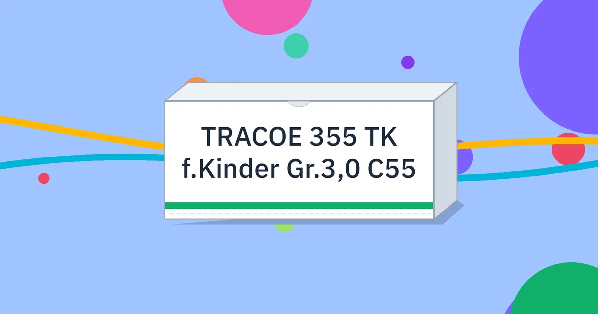 Symbolbild: Packung mit der Aufschrift TRACOE 355 TK f.Kinder Gr.3,0 C55 (PZN 11643936) – Verfügbarkeit und Bezug in Apotheken in Frankfurt am Main