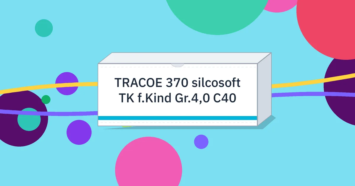 Symbolbild: Packung mit der Aufschrift TRACOE 370 silcosoft TK f.Kind Gr.4,0 C40 (PZN 14314423) – Verfügbarkeit und Bezug in Apotheken in Frankfurt am Main
