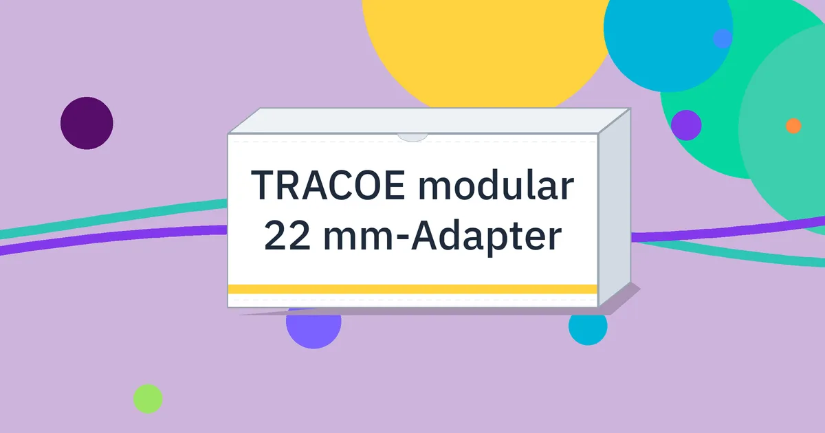 Symbolbild: Packung mit der Aufschrift TRACOE modular 22 mm-Adapter (PZN 10750676) – Verfügbarkeit und Bezug in Apotheken in Frankfurt am Main