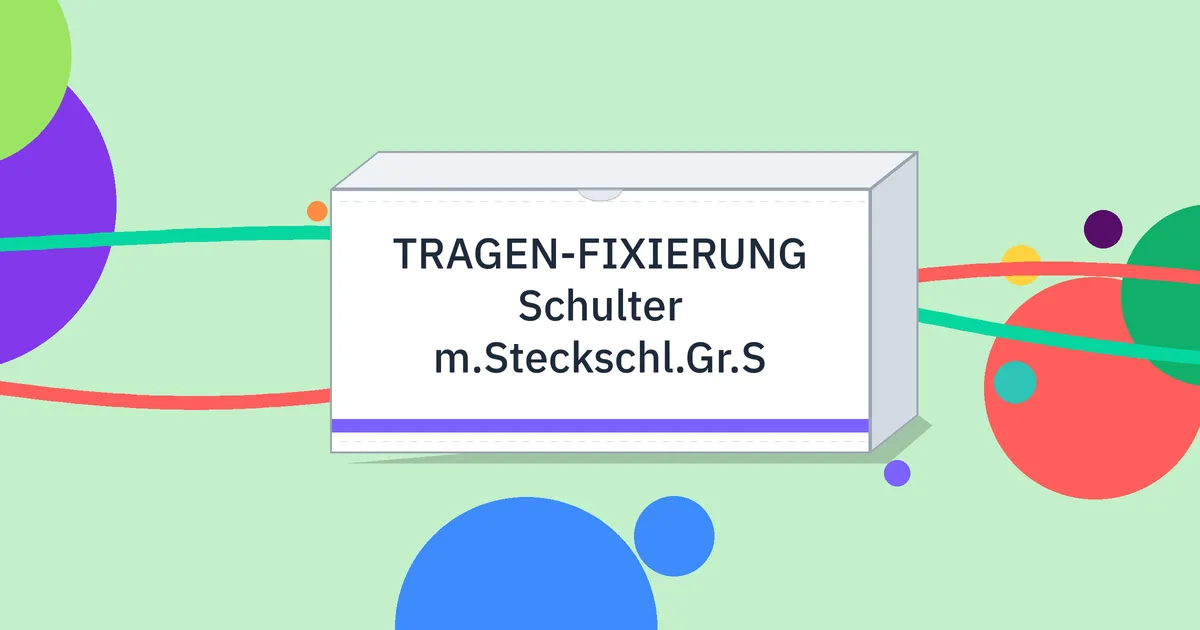 Symbolbild: Packung mit der Aufschrift TRAGEN-FIXIERUNG Schulter m.Steckschl.Gr.S (PZN 14298049) – Verfügbarkeit und Bezug in Apotheken in Frankfurt am Main