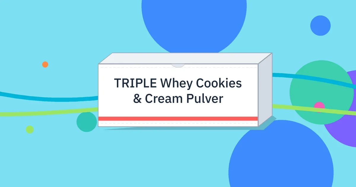 Symbolbild: Packung mit der Aufschrift TRIPLE Whey Cookies & Cream Pulver (PZN 10534381) – Verfügbarkeit und Bezug in Apotheken in Frankfurt am Main