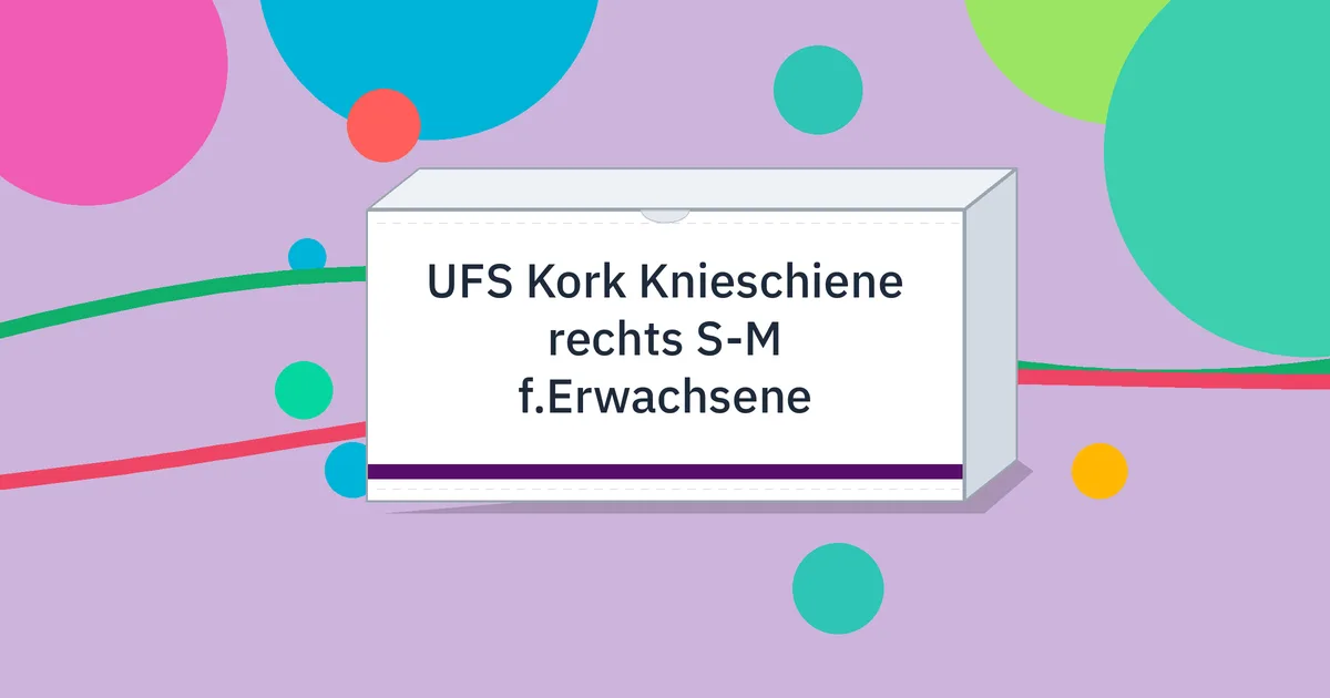 Symbolbild: Packung mit der Aufschrift UFS Kork Knieschiene rechts S-M f.Erwachsene (PZN 04809879) – Verfügbarkeit und Bezug in Apotheken in Frankfurt am Main