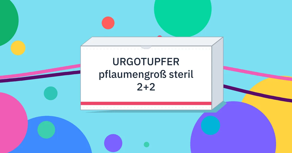 Symbolbild: Packung mit der Aufschrift URGOTUPFER pflaumengroß steril 2+2 (PZN 19483662) – Verfügbarkeit und Bezug in Apotheken in Frankfurt am Main