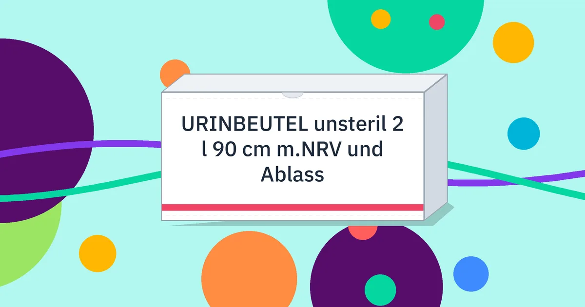 Symbolbild: Packung mit der Aufschrift URINBEUTEL unsteril 2 l 90 cm m.NRV und Ablass (PZN 13417428) – Verfügbarkeit und Bezug in Apotheken in Frankfurt am Main