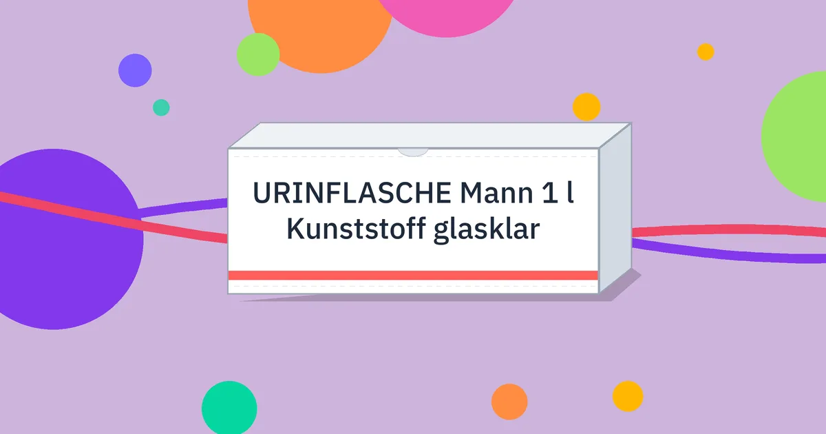 Symbolbild: Packung mit der Aufschrift URINFLASCHE Mann 1 l Kunststoff glasklar (PZN 02771233) – Verfügbarkeit und Bezug in Apotheken in Frankfurt am Main