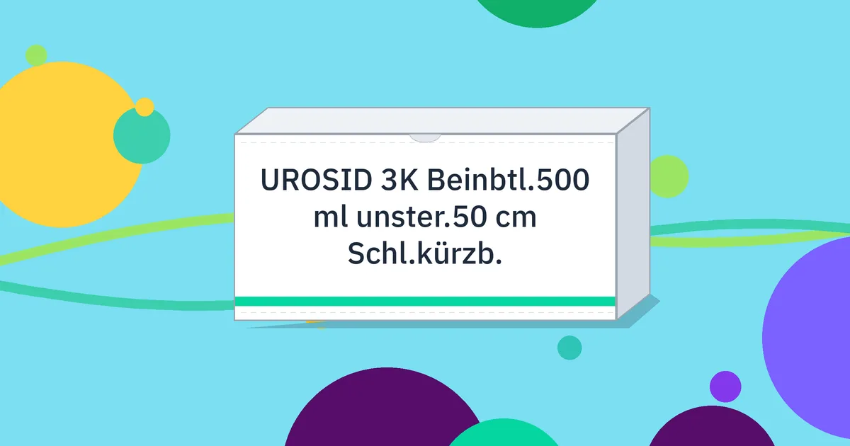 Symbolbild: Packung mit der Aufschrift UROSID 3K Beinbtl.500 ml unster.50 cm Schl.kürzb. (PZN 06078492) – Verfügbarkeit und Bezug in Apotheken in Frankfurt am Main