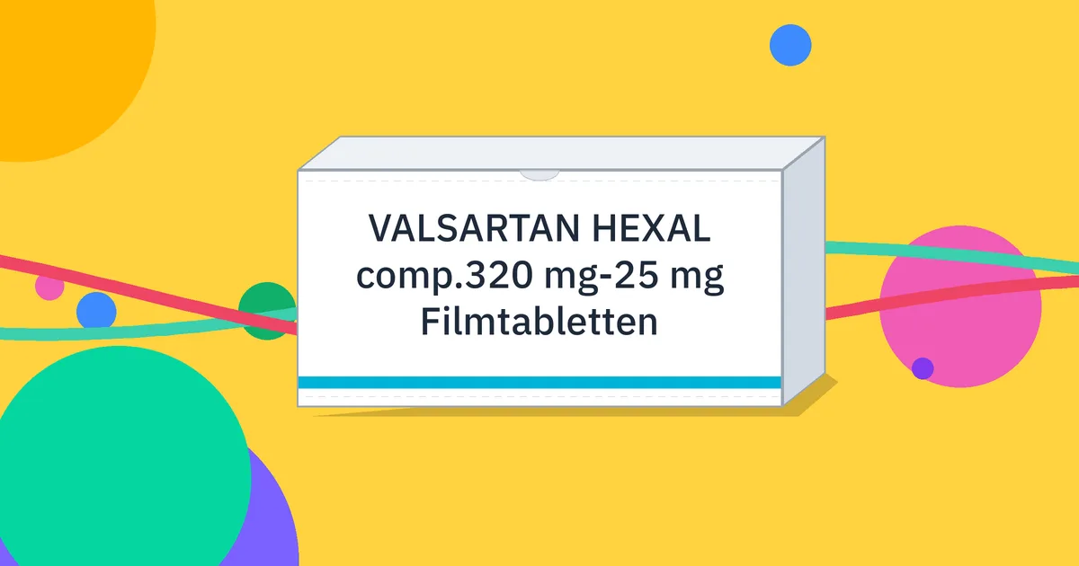 Symbolbild: Packung mit der Aufschrift VALSARTAN HEXAL comp.320 mg-25 mg Filmtabletten (PZN 07607337) – Verfügbarkeit und Bezug in Apotheken in Frankfurt am Main