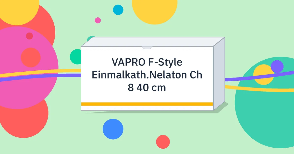 Symbolbild: Packung mit der Aufschrift VAPRO F-Style Einmalkath.Nelaton Ch 8 40 cm (PZN 19211998) – Verfügbarkeit und Bezug in Apotheken in Frankfurt am Main