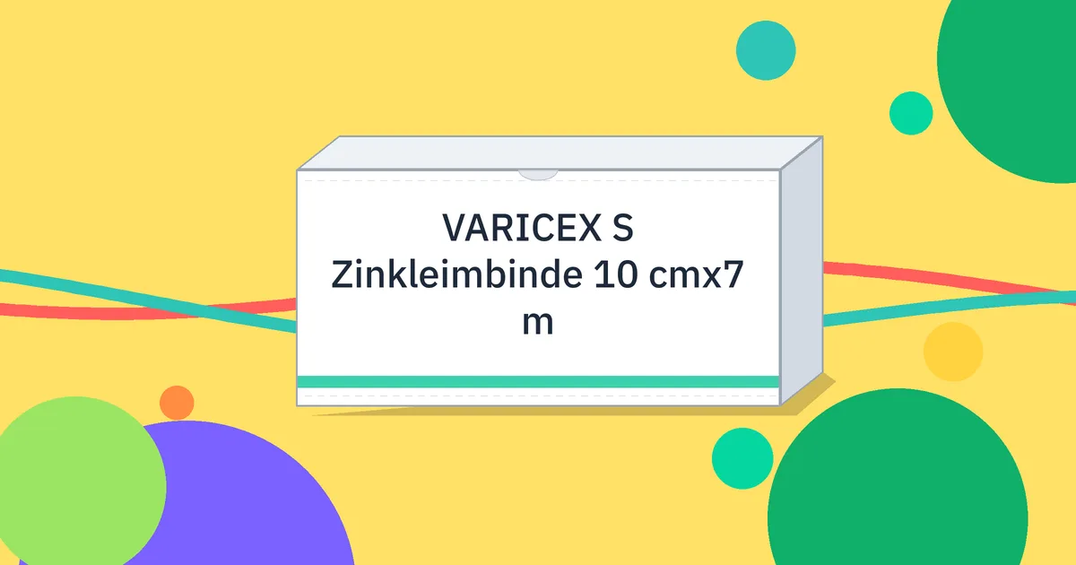 Symbolbild: Packung mit der Aufschrift VARICEX S Zinkleimbinde 10 cmx7 m (PZN 06621252) – Verfügbarkeit und Bezug in Apotheken in Frankfurt am Main