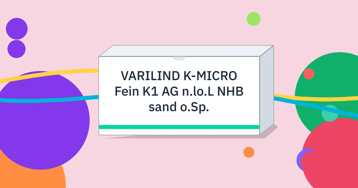Symbolbild: Packung mit der Aufschrift VARILIND K-MICRO Fein K1 AG n.lo.L NHB sand o.Sp. (PZN 20554628) – Verfügbarkeit und Bezug in Apotheken in Frankfurt am Main