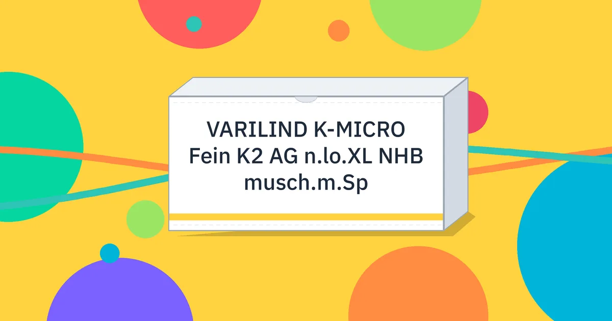 Symbolbild: Packung mit der Aufschrift VARILIND K-MICRO Fein K2 AG n.lo.XL NHB musch.m.Sp (PZN 20556946) – Verfügbarkeit und Bezug in Apotheken in Frankfurt am Main