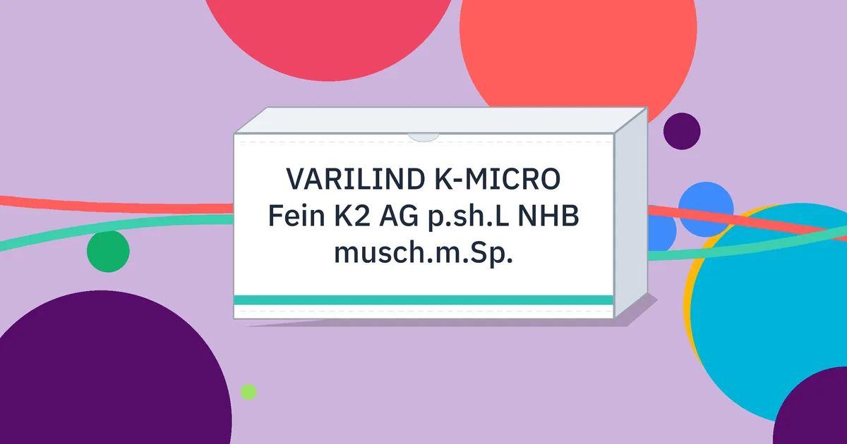 Symbolbild: Packung mit der Aufschrift VARILIND K-MICRO Fein K2 AG p.sh.L NHB musch.m.Sp. (PZN 20556981) – Verfügbarkeit und Bezug in Apotheken in Frankfurt am Main