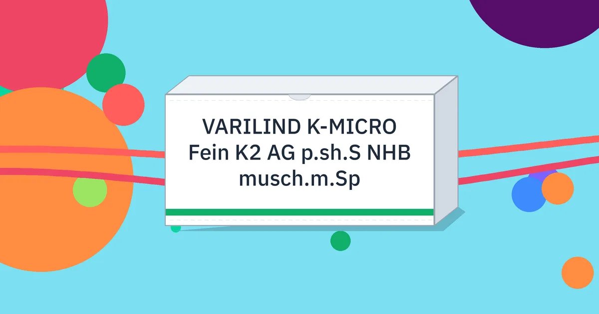 Symbolbild: Packung mit der Aufschrift VARILIND K-MICRO Fein K2 AG p.sh.S NHB musch.m.Sp (PZN 20618699) – Verfügbarkeit und Bezug in Apotheken in Frankfurt am Main