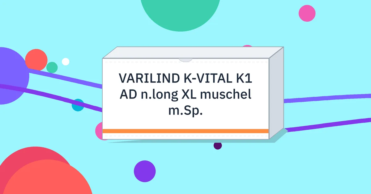 Symbolbild: Packung mit der Aufschrift VARILIND K-VITAL K1 AD n.long XL muschel m.Sp. (PZN 20567051) – Verfügbarkeit und Bezug in Apotheken in Frankfurt am Main