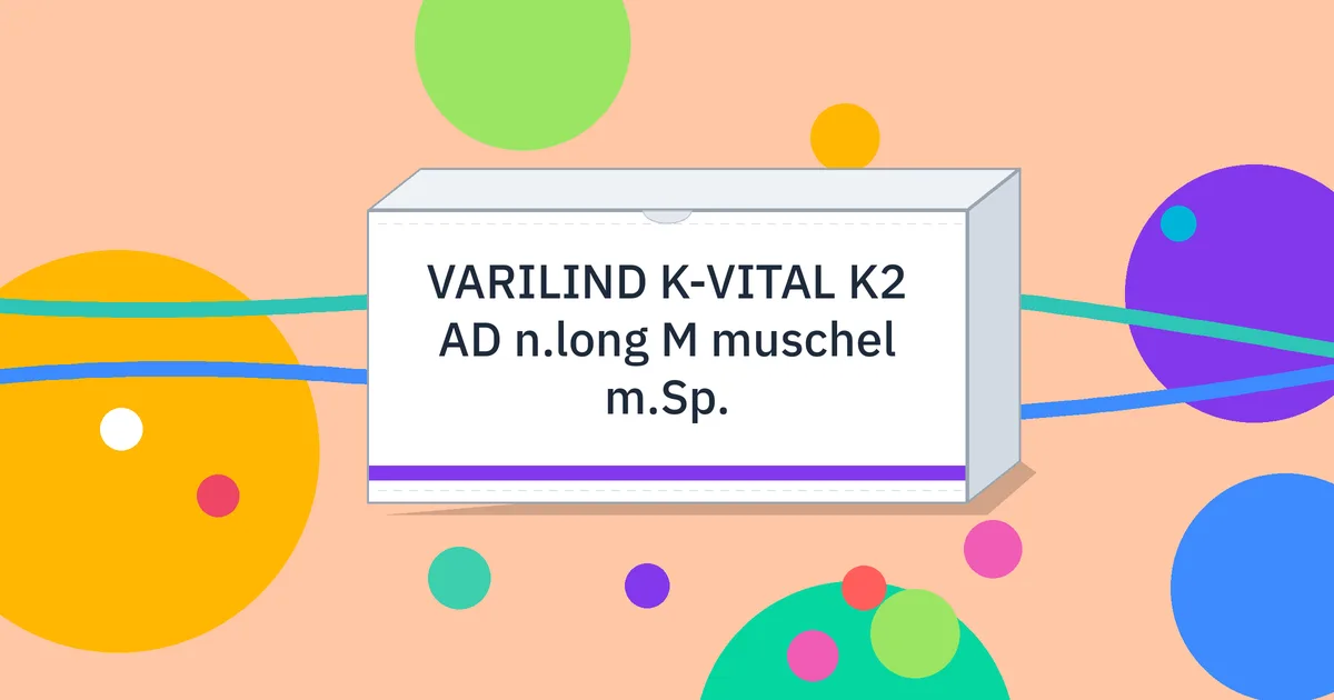 Symbolbild: Packung mit der Aufschrift VARILIND K-VITAL K2 AD n.long M muschel m.Sp. (PZN 20568576) – Verfügbarkeit und Bezug in Apotheken in Frankfurt am Main