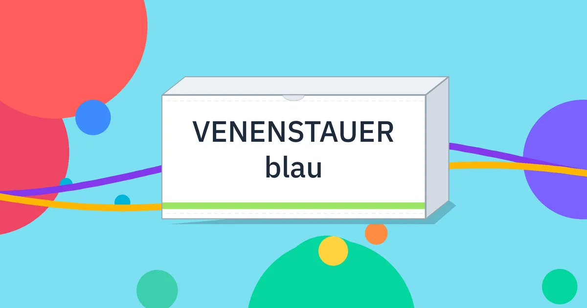 Symbolbild: Packung mit der Aufschrift VENENSTAUER blau (PZN 16217322) – Verfügbarkeit und Bezug in Apotheken in Frankfurt am Main