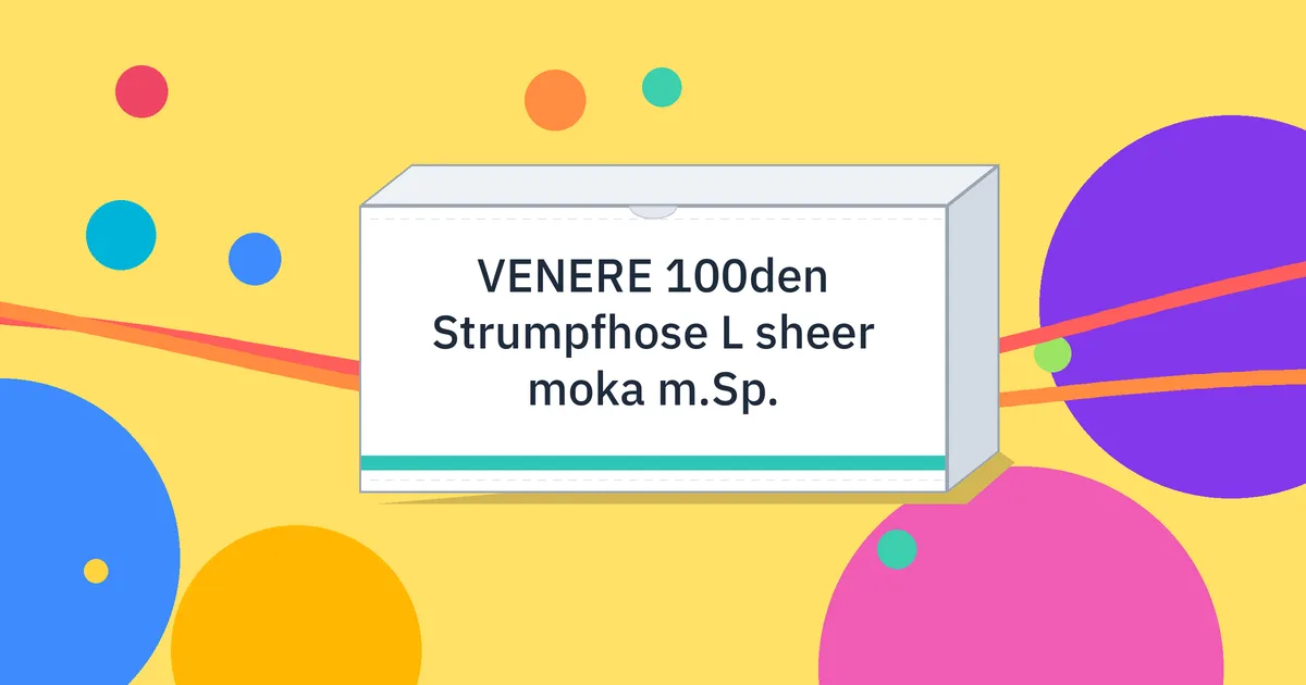 Symbolbild: Packung mit der Aufschrift VENERE 100den Strumpfhose L sheer moka m.Sp. (PZN 16170767) – Verfügbarkeit und Bezug in Apotheken in Frankfurt am Main