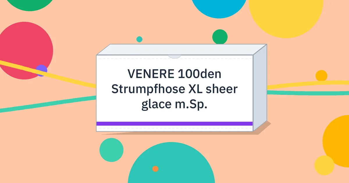 Symbolbild: Packung mit der Aufschrift VENERE 100den Strumpfhose XL sheer glace m.Sp. (PZN 16171086) – Verfügbarkeit und Bezug in Apotheken in Frankfurt am Main