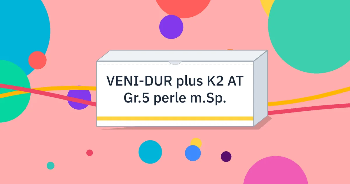 Symbolbild: Packung mit der Aufschrift VENI-DUR plus K2 AT Gr.5 perle m.Sp. (PZN 03255290) – Verfügbarkeit und Bezug in Apotheken in Frankfurt am Main