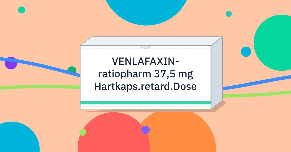 Symbolbild: Packung mit der Aufschrift VENLAFAXIN-ratiopharm 37,5 mg Hartkaps.retard.Dose (PZN 19632435) – Verfügbarkeit und Bezug in Apotheken in Frankfurt am Main