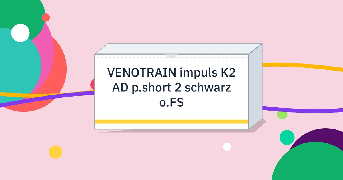 Symbolbild: Packung mit der Aufschrift VENOTRAIN impuls K2 AD p.short 2 schwarz o.FS (PZN 00627650) – Verfügbarkeit und Bezug in Apotheken in Frankfurt am Main