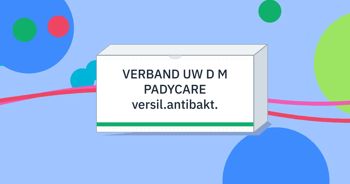 Symbolbild: Packung mit der Aufschrift VERBAND UW D M PADYCARE versil.antibakt. (PZN 10939149) – Verfügbarkeit und Bezug in Apotheken in Frankfurt am Main