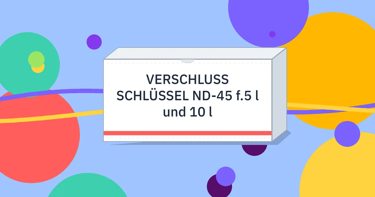 Symbolbild: Packung mit der Aufschrift VERSCHLUSS SCHLÜSSEL ND-45 f.5 l und 10 l (PZN 18030697) – Verfügbarkeit und Bezug in Apotheken in Frankfurt am Main