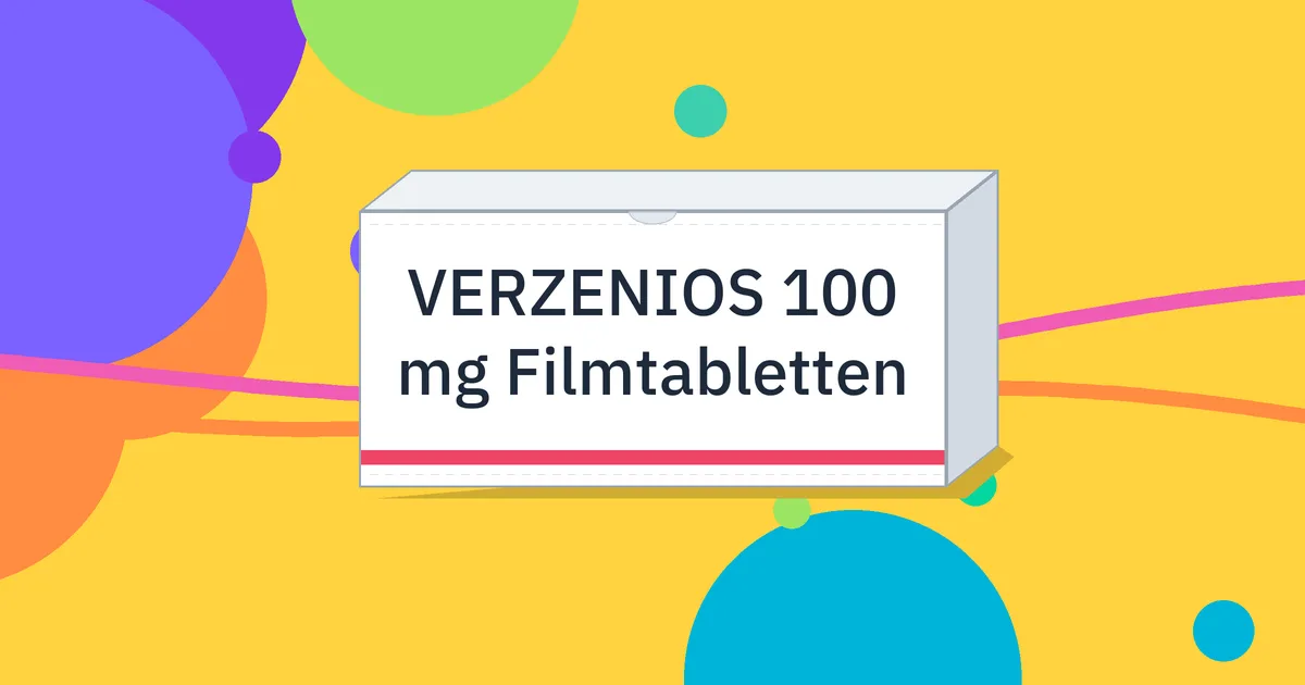 Symbolbild: Packung mit der Aufschrift VERZENIOS 100 mg Filmtabletten (PZN 14219297) – Verfügbarkeit und Bezug in Apotheken in Frankfurt am Main