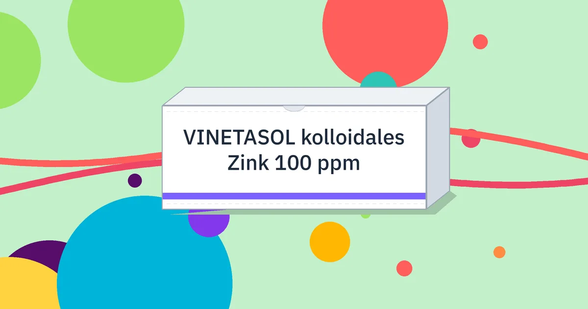 Symbolbild: Packung mit der Aufschrift VINETASOL kolloidales Zink 100 ppm (PZN 18391805) – Verfügbarkeit und Bezug in Apotheken in Frankfurt am Main