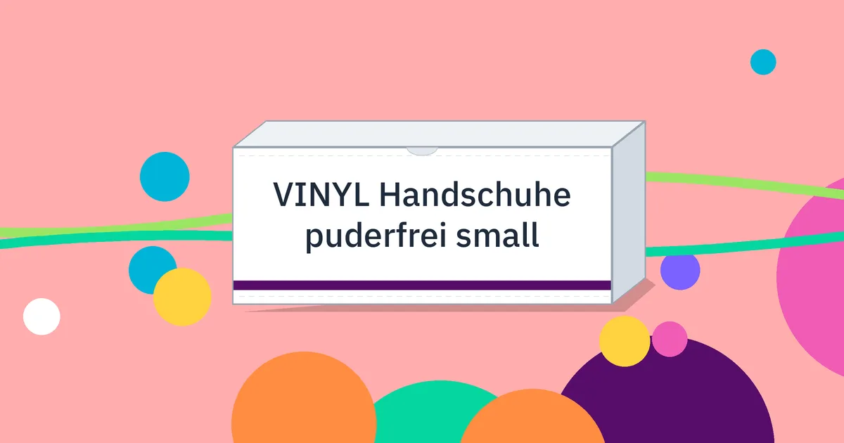 Symbolbild: Packung mit der Aufschrift VINYL Handschuhe puderfrei small (PZN 01413052) – Verfügbarkeit und Bezug in Apotheken in Frankfurt am Main
