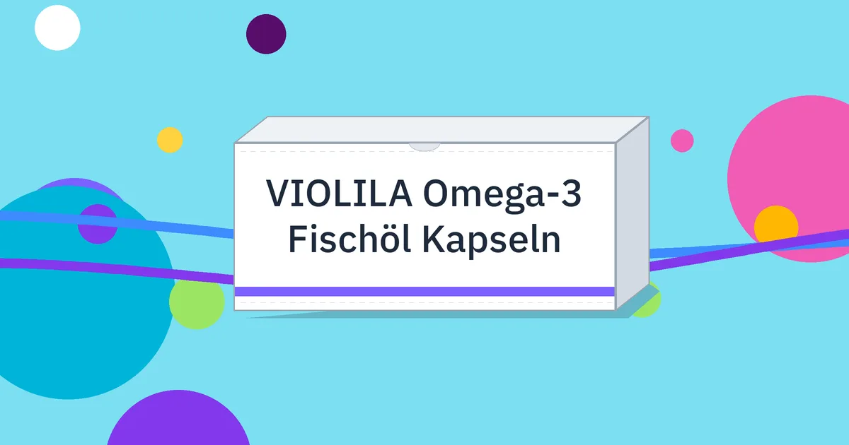 Symbolbild: Packung mit der Aufschrift VIOLILA Omega-3 Fischöl Kapseln (PZN 11590051) – Verfügbarkeit und Bezug in Apotheken in Frankfurt am Main