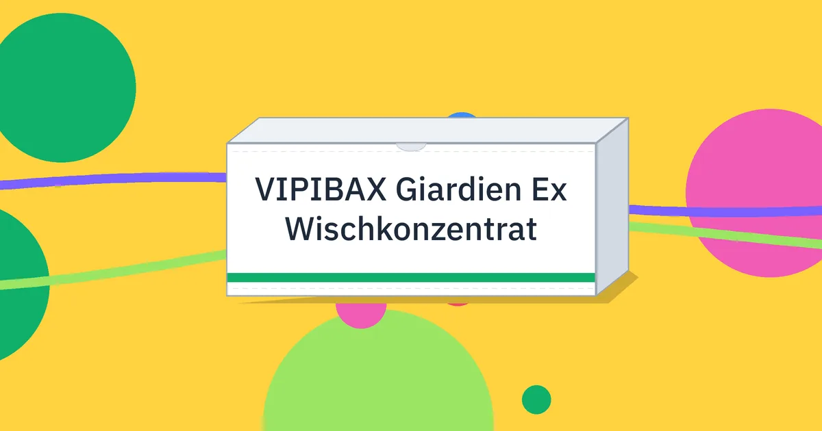 Symbolbild: Packung mit der Aufschrift VIPIBAX Giardien Ex Wischkonzentrat (PZN 20551423) – Verfügbarkeit und Bezug in Apotheken in Frankfurt am Main