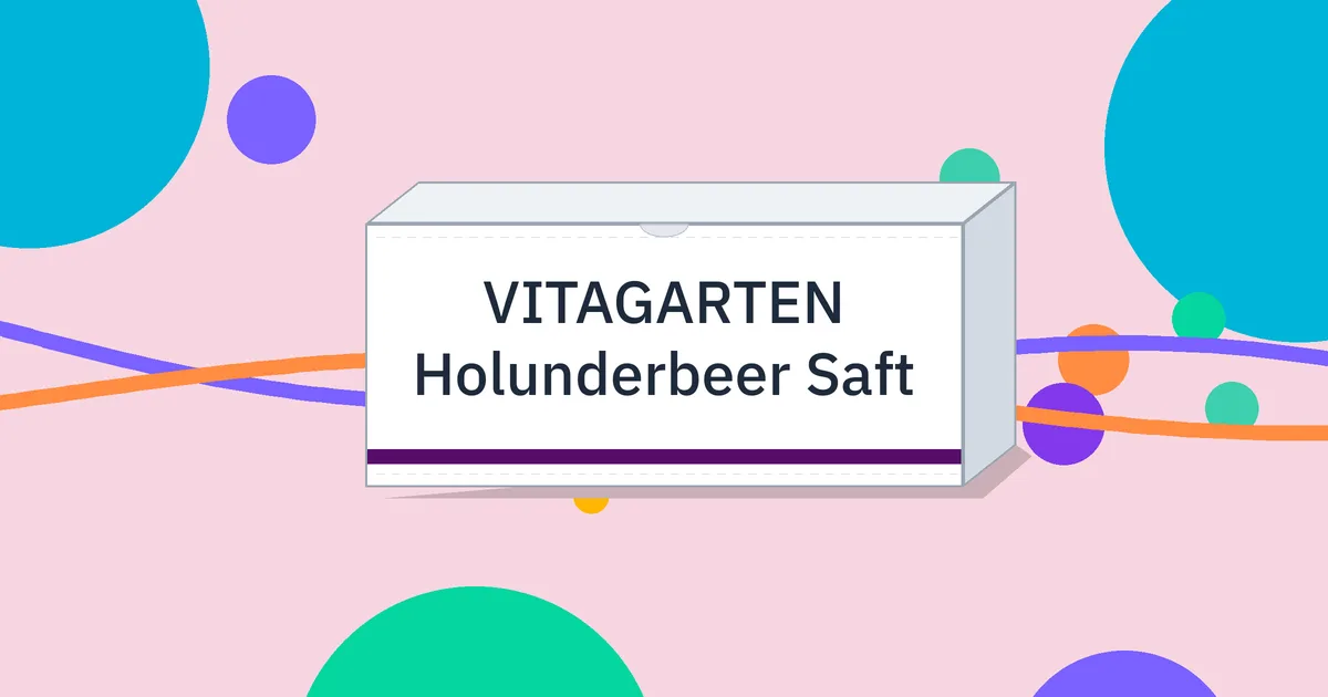 Symbolbild: Packung mit der Aufschrift VITAGARTEN Holunderbeer Saft (PZN 07221773) – Verfügbarkeit und Bezug in Apotheken in Frankfurt am Main