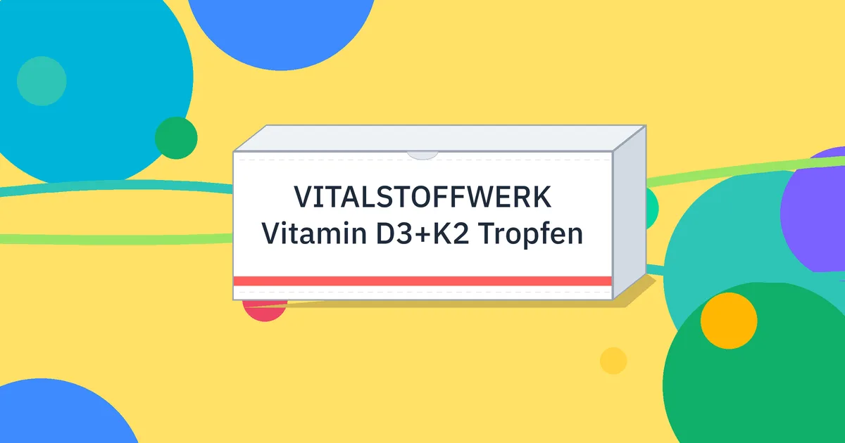 Symbolbild: Packung mit der Aufschrift VITALSTOFFWERK Vitamin D3+K2 Tropfen (PZN 18131139) – Verfügbarkeit und Bezug in Apotheken in Frankfurt am Main