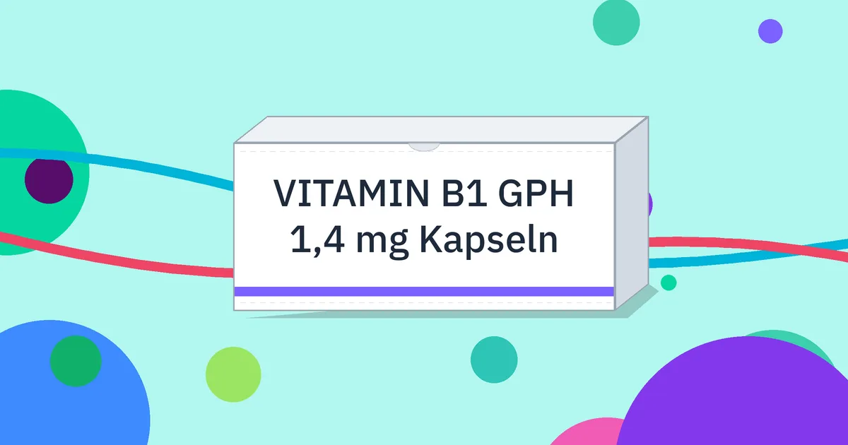 Symbolbild: Packung mit der Aufschrift VITAMIN B1 GPH 1,4 mg Kapseln (PZN 03379626) – Verfügbarkeit und Bezug in Apotheken in Frankfurt am Main