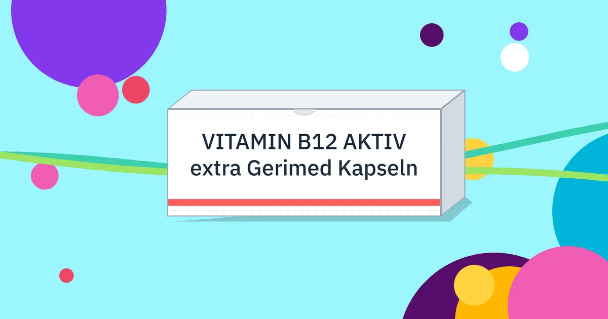 Symbolbild: Packung mit der Aufschrift VITAMIN B12 AKTIV extra Gerimed Kapseln (PZN 13706606) – Verfügbarkeit und Bezug in Apotheken in Frankfurt am Main