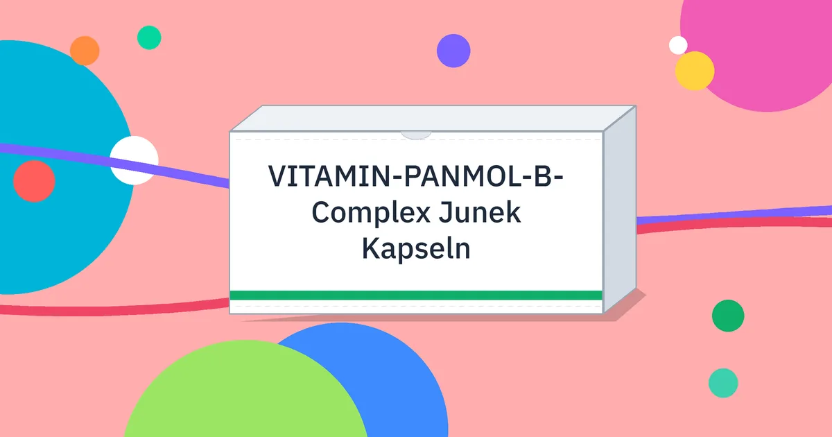 Symbolbild: Packung mit der Aufschrift VITAMIN-PANMOL-B-Complex Junek Kapseln (PZN 01008050) – Verfügbarkeit und Bezug in Apotheken in Frankfurt am Main
