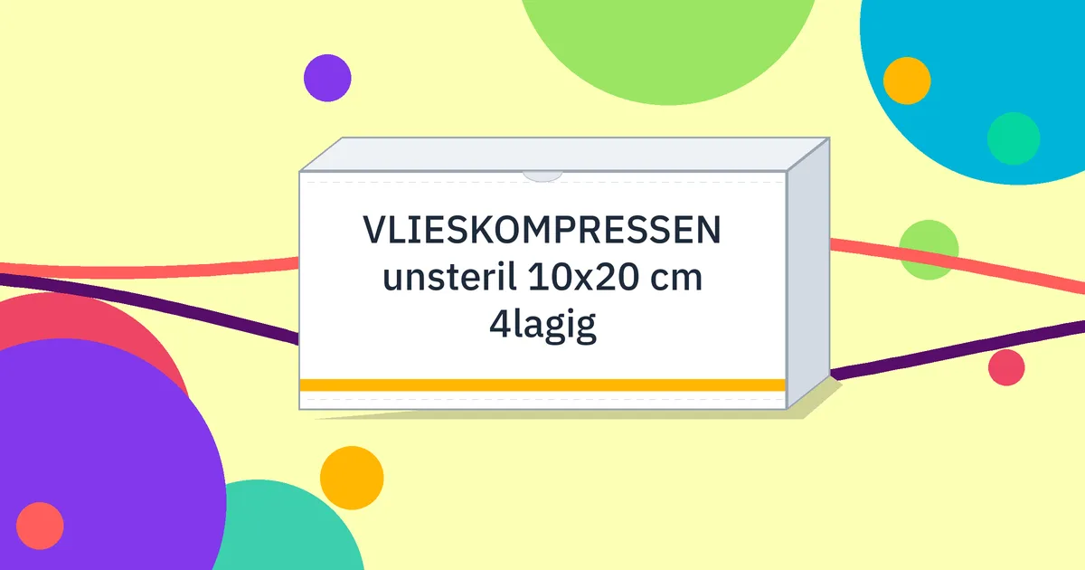 Symbolbild: Packung mit der Aufschrift VLIESKOMPRESSEN unsteril 10x20 cm 4lagig (PZN 01651679) – Verfügbarkeit und Bezug in Apotheken in Frankfurt am Main