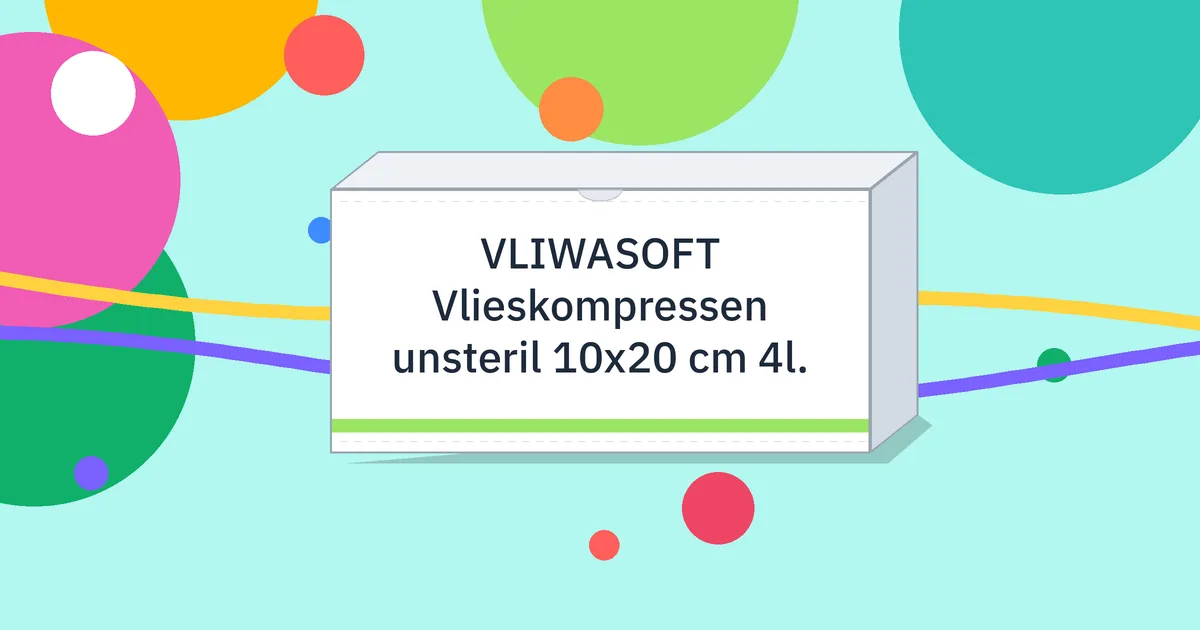 Symbolbild: Packung mit der Aufschrift VLIWASOFT Vlieskompressen unsteril 10x20 cm 4l. (PZN 00356731) – Verfügbarkeit und Bezug in Apotheken in Frankfurt am Main