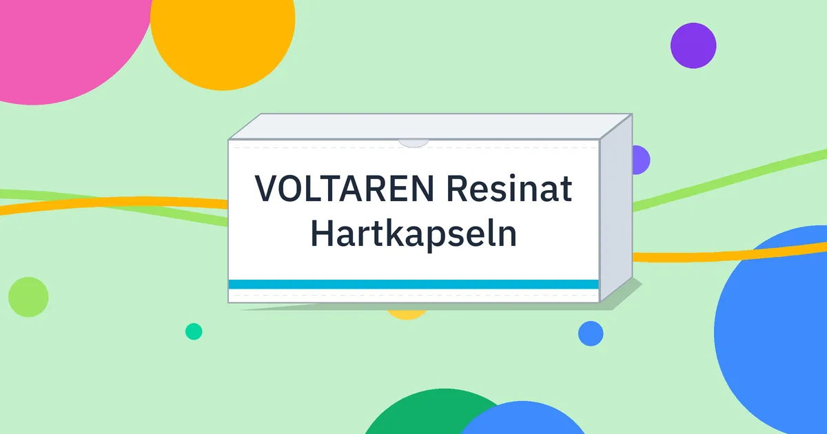 Symbolbild: Packung mit der Aufschrift VOLTAREN Resinat Hartkapseln (PZN 06877201) – Verfügbarkeit und Bezug in Apotheken in Frankfurt am Main