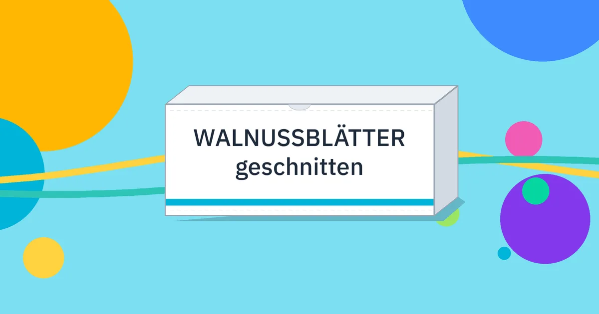 Symbolbild: Packung mit der Aufschrift WALNUSSBLÄTTER geschnitten (PZN 11310206) – Verfügbarkeit und Bezug in Apotheken in Frankfurt am Main