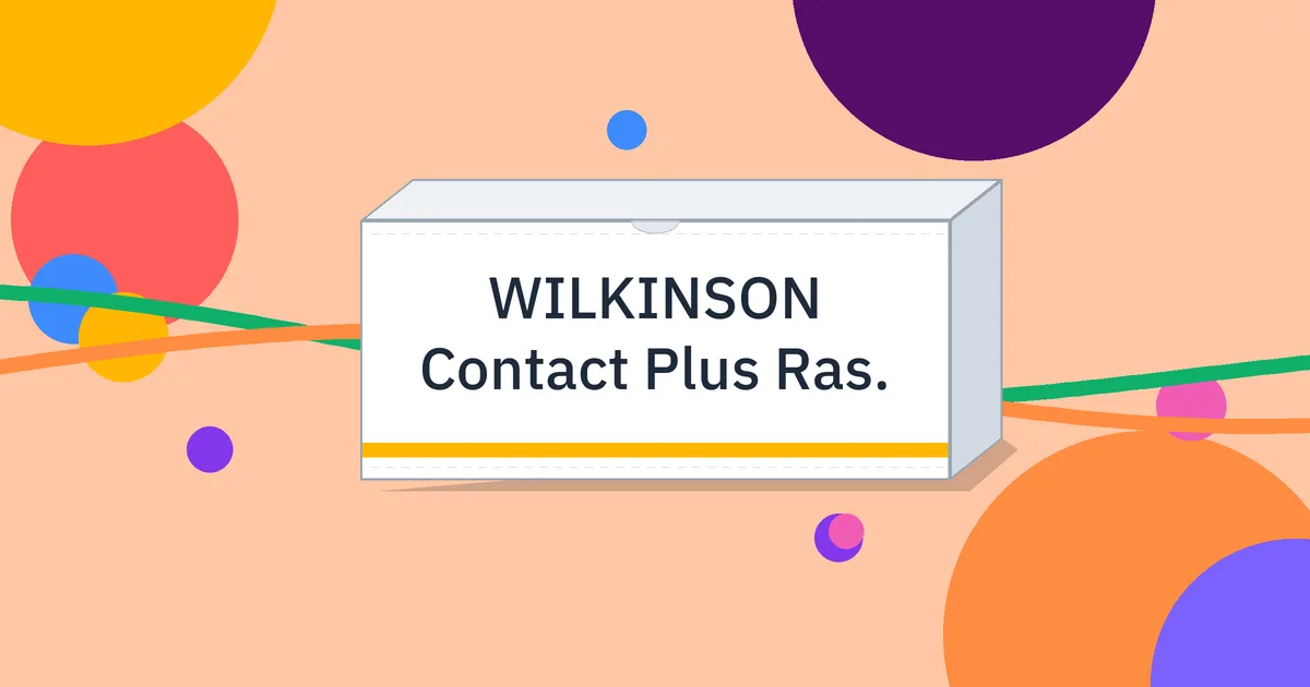 Symbolbild: Packung mit der Aufschrift WILKINSON Contact Plus Ras. (PZN 03375025) – Verfügbarkeit und Bezug in Apotheken in Frankfurt am Main