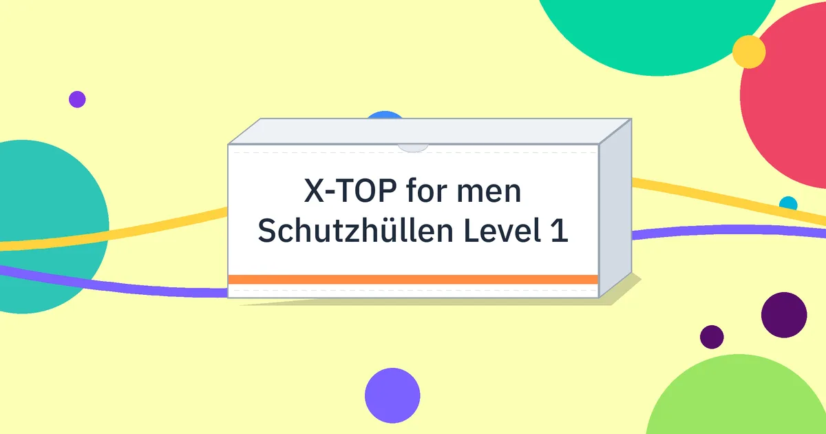 Symbolbild: Packung mit der Aufschrift X-TOP for men Schutzhüllen Level 1 (PZN 17525830) – Verfügbarkeit und Bezug in Apotheken in Frankfurt am Main
