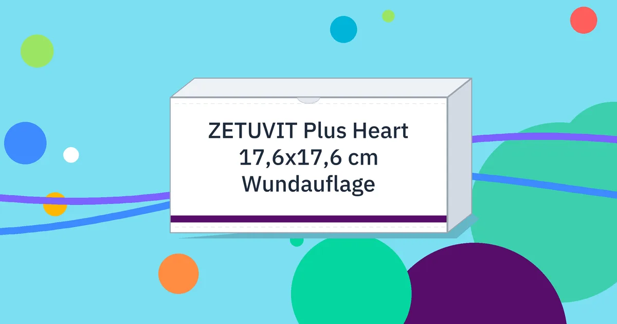 Symbolbild: Packung mit der Aufschrift ZETUVIT Plus Heart 17,6x17,6 cm Wundauflage (PZN 19742721) – Verfügbarkeit und Bezug in Apotheken in Frankfurt am Main