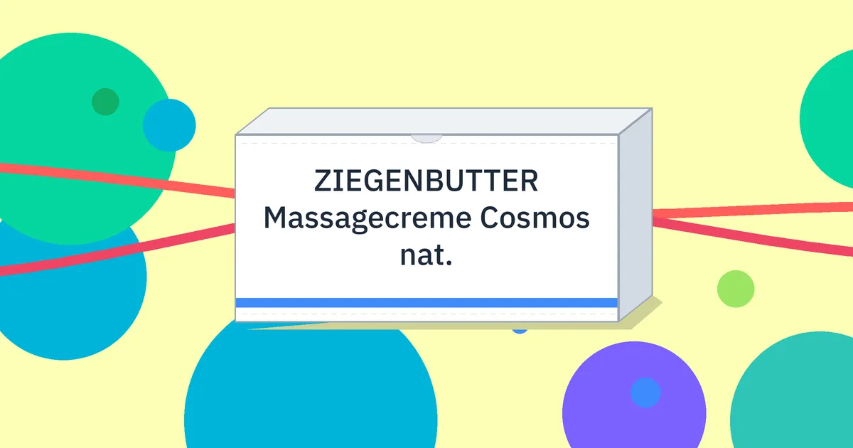 Symbolbild: Packung mit der Aufschrift ZIEGENBUTTER Massagecreme Cosmos nat. (PZN 19058284) – Verfügbarkeit und Bezug in Apotheken in Frankfurt am Main
